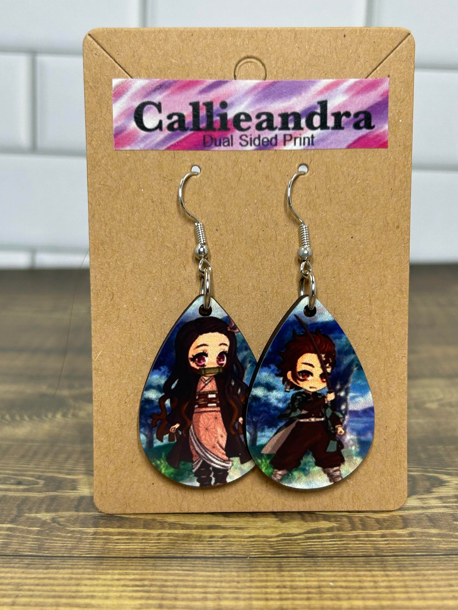 Demon Slayer Teardrop Earrings | Callieandra Cards and Gifts